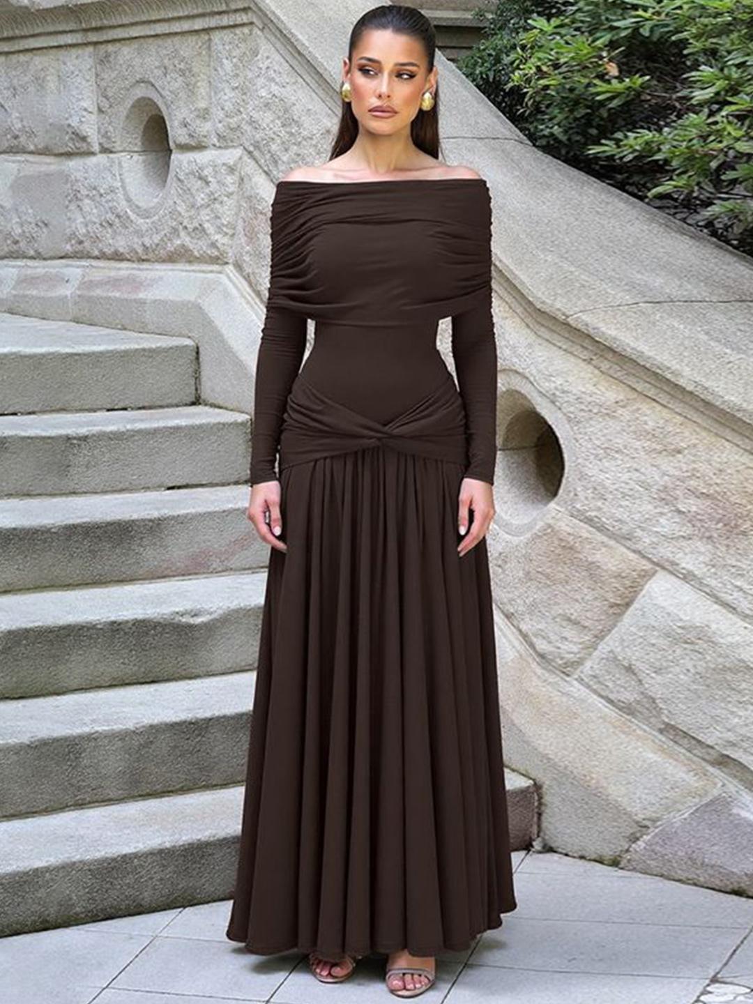 Buy StyleCast X Revolte Off Shoulder Cold Shoulder Fit & Flare Maxi ...