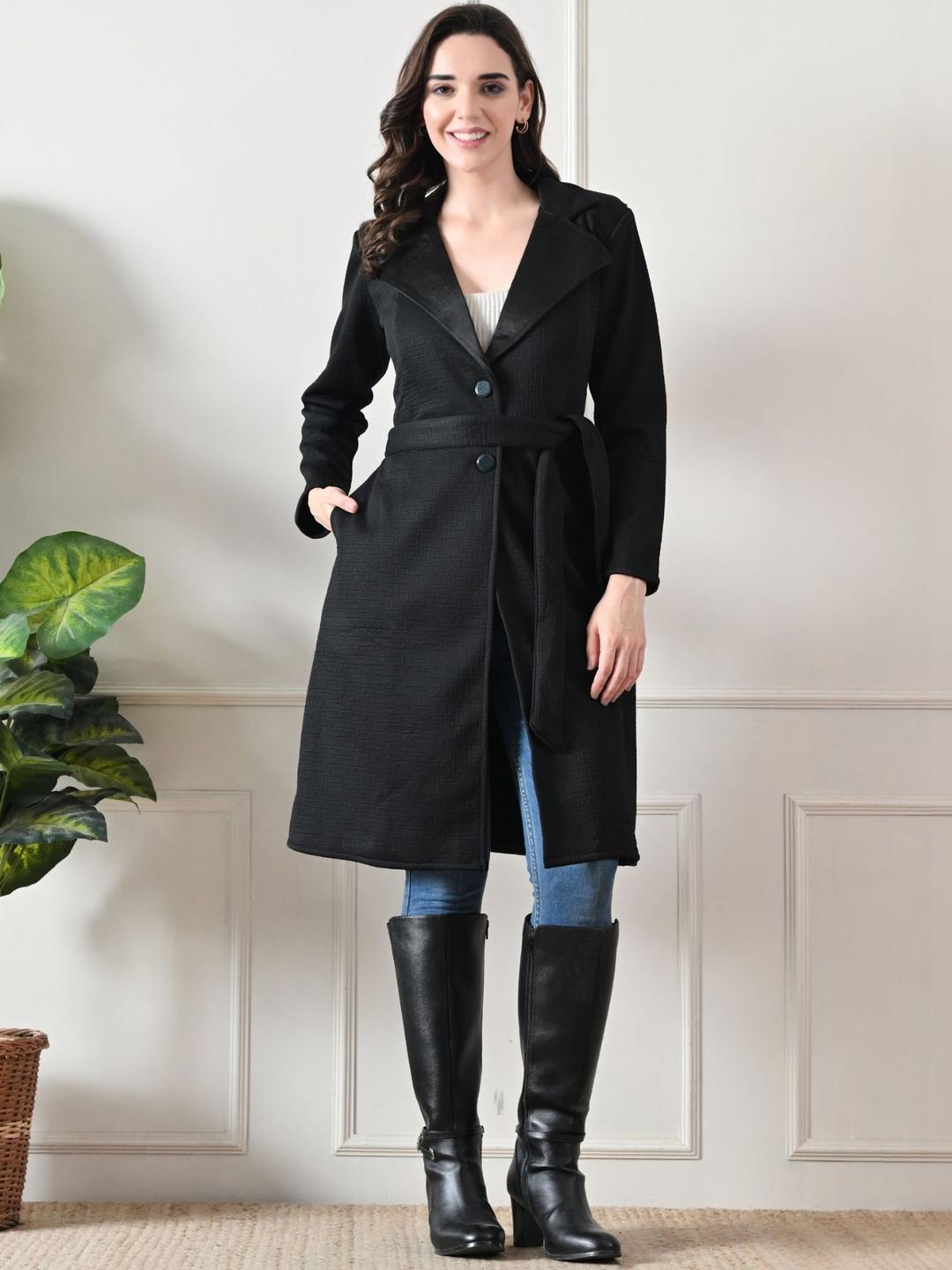 Buy TJ FASHION Women Regular Fit Lapel Collar Single Breasted Longline ...