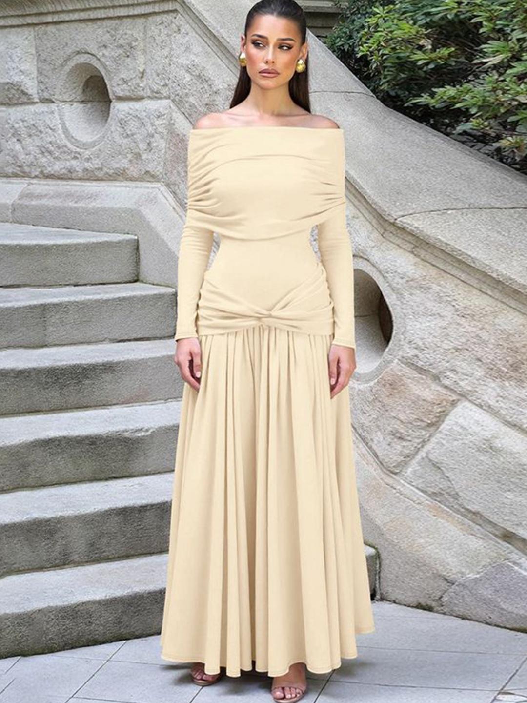Buy StyleCast X Revolte Off Shoulder Cold Shoulder Fit & Flare Maxi ...