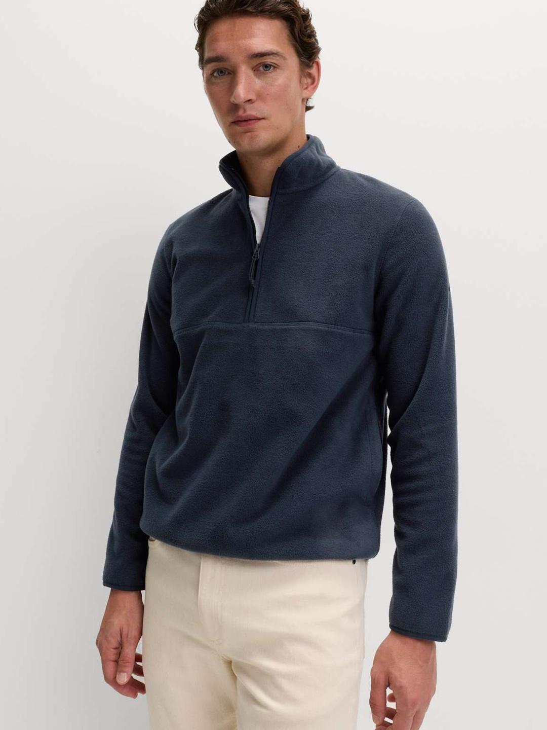 Buy Marks & Spencer Half Zip Textured Fleece - Jackets for Men 37695063 ...