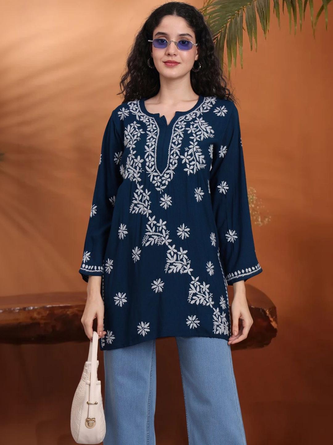 Buy PARAMOUNT CHIKAN Women Ethnic Motifs Embroidered Kurti - Kurtis for ...