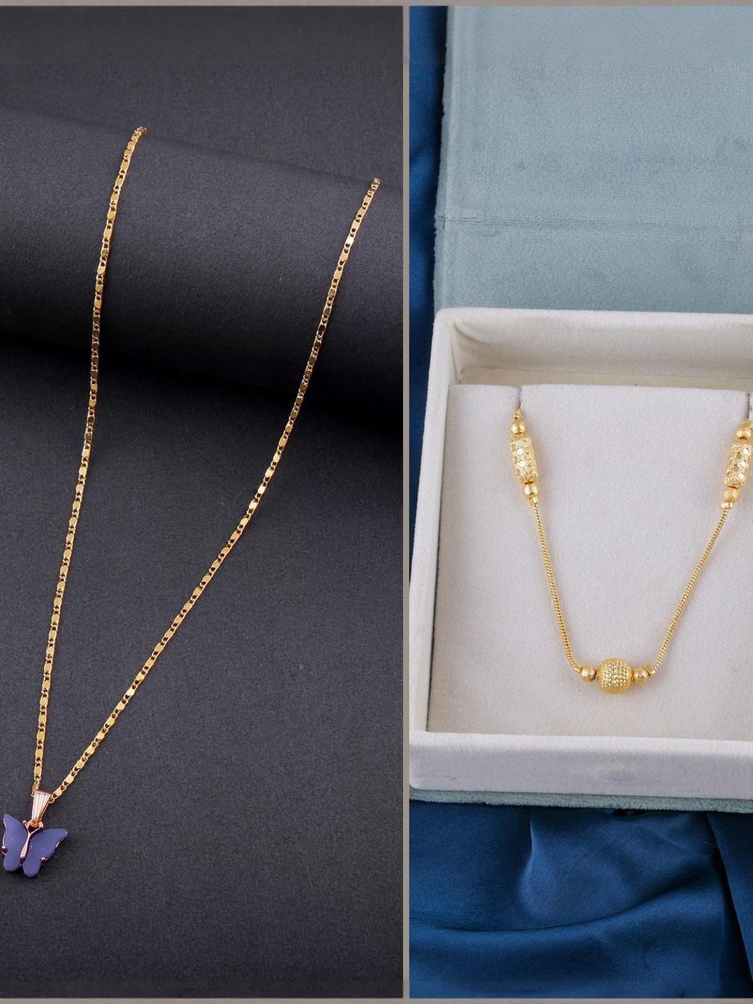 Buy SZN Set Of 2 Gold Plated Spherical Shaped Minimal Chains - Necklace ...