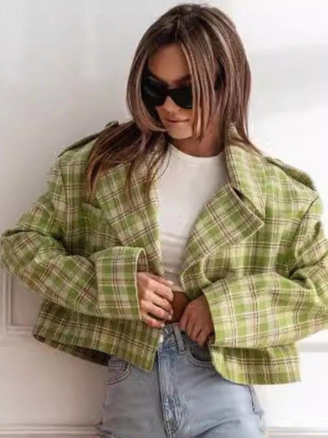 Buy Mast & Harbour Women Checked Spread Collar Front Open Coats - Coats ...
