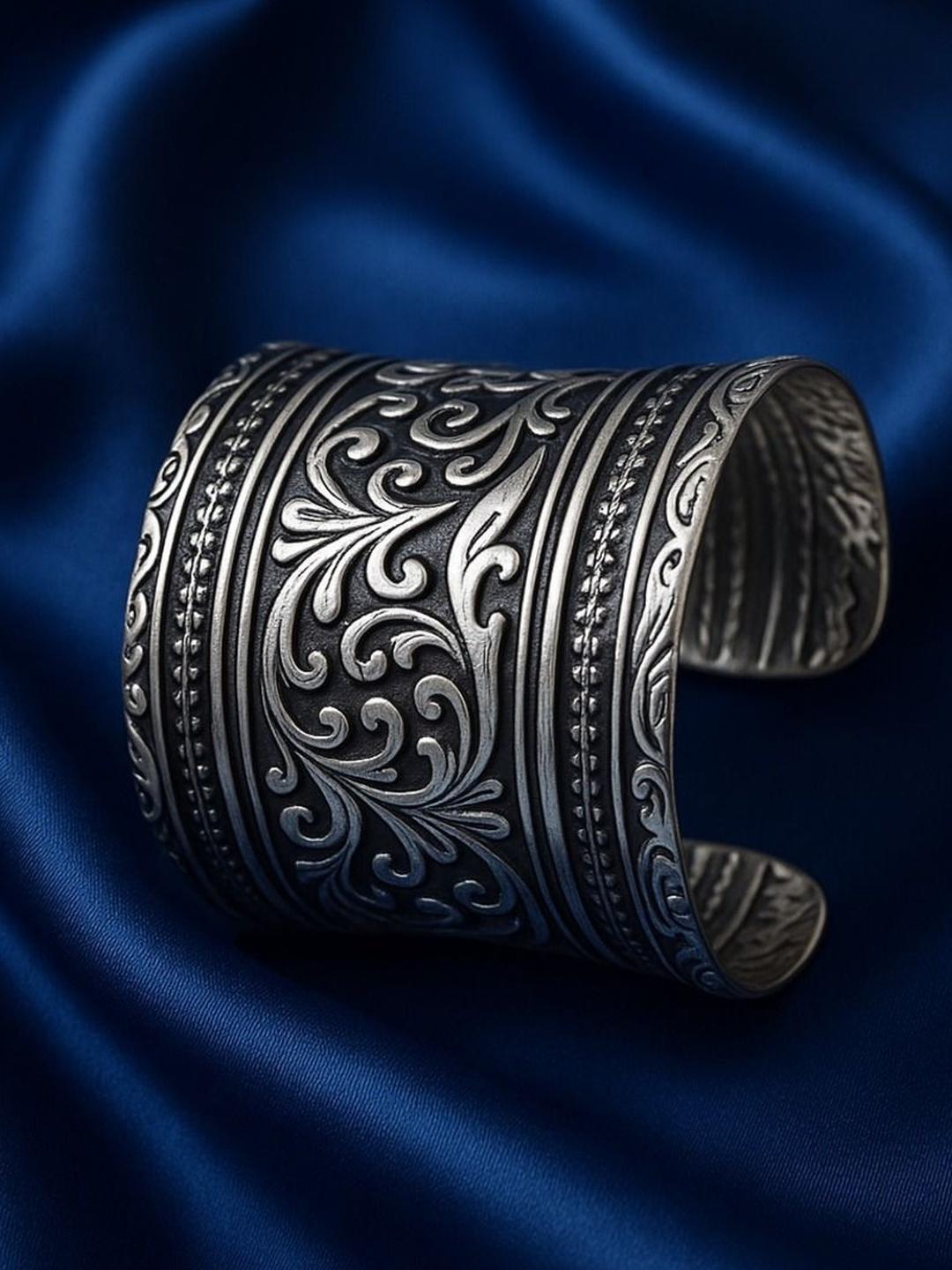 Buy Nui Korean Bangle Style Oxidised Cuff Bracelet - Bracelet for Women ...