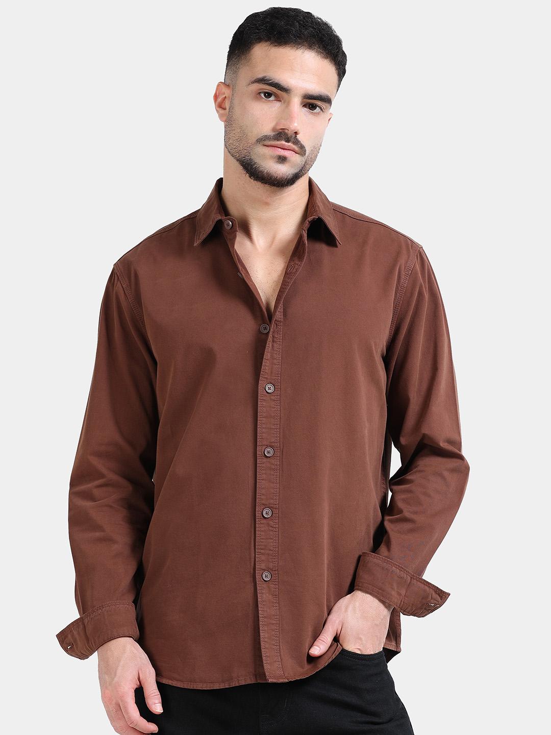 Buy StitchX Men Full Sleeve Core Essentials Twill Over Dyed Shirt ...