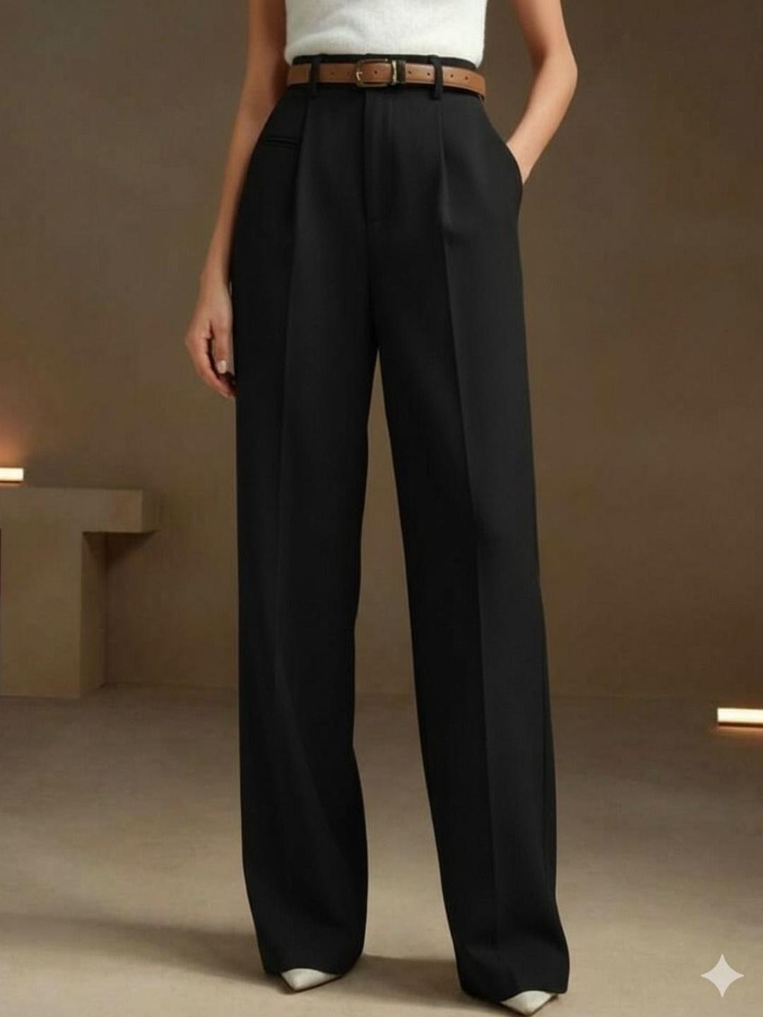 Buy Next One Women Smart Loose Fit High Rise Easy Wash Trousers ...