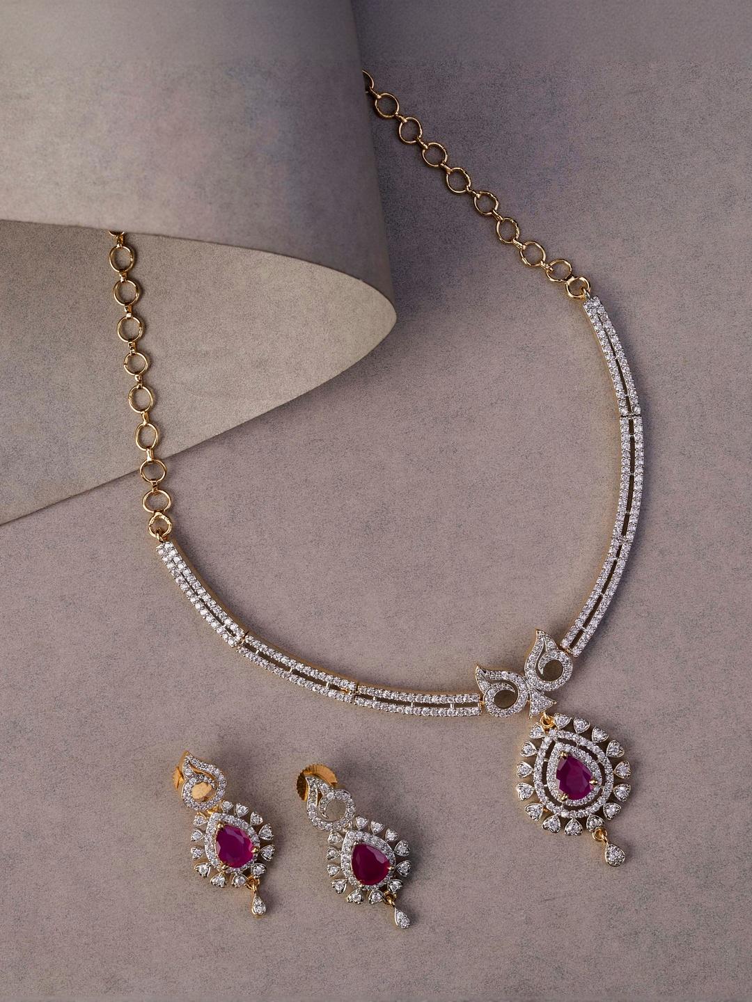 Buy Opal Touch Gold Plated Cubic Zirconia Studded Jewellery Set ...