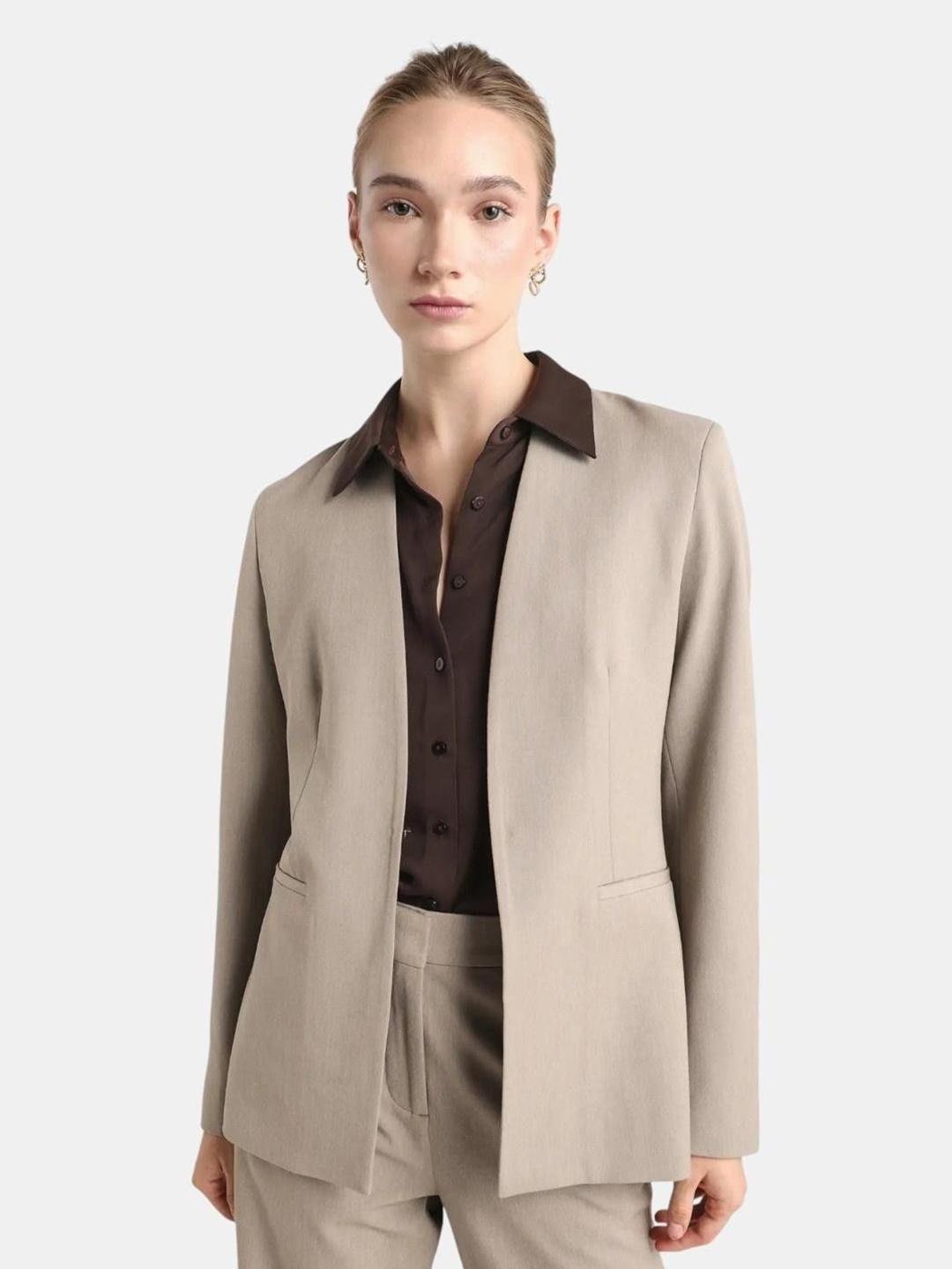Buy RAREISM Resha Shawl Collar Long Sleeves Regular Fit Open Front ...