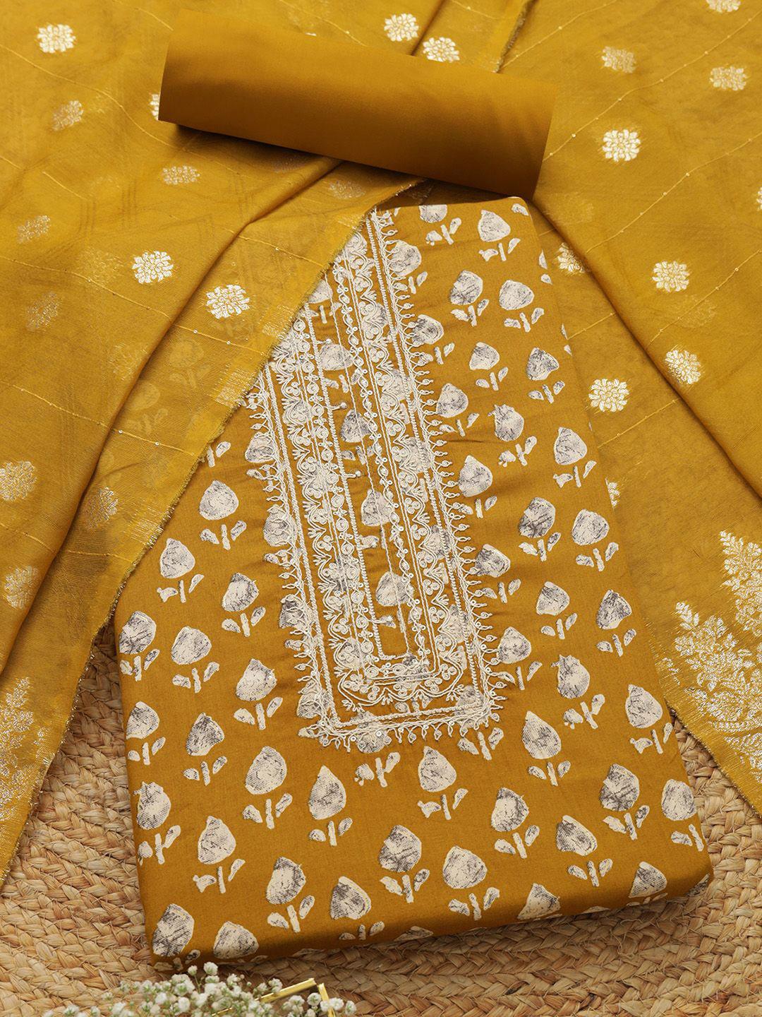 Buy Soch Floral Printed Thread Work Jam Cotton Unstitched Dress ...