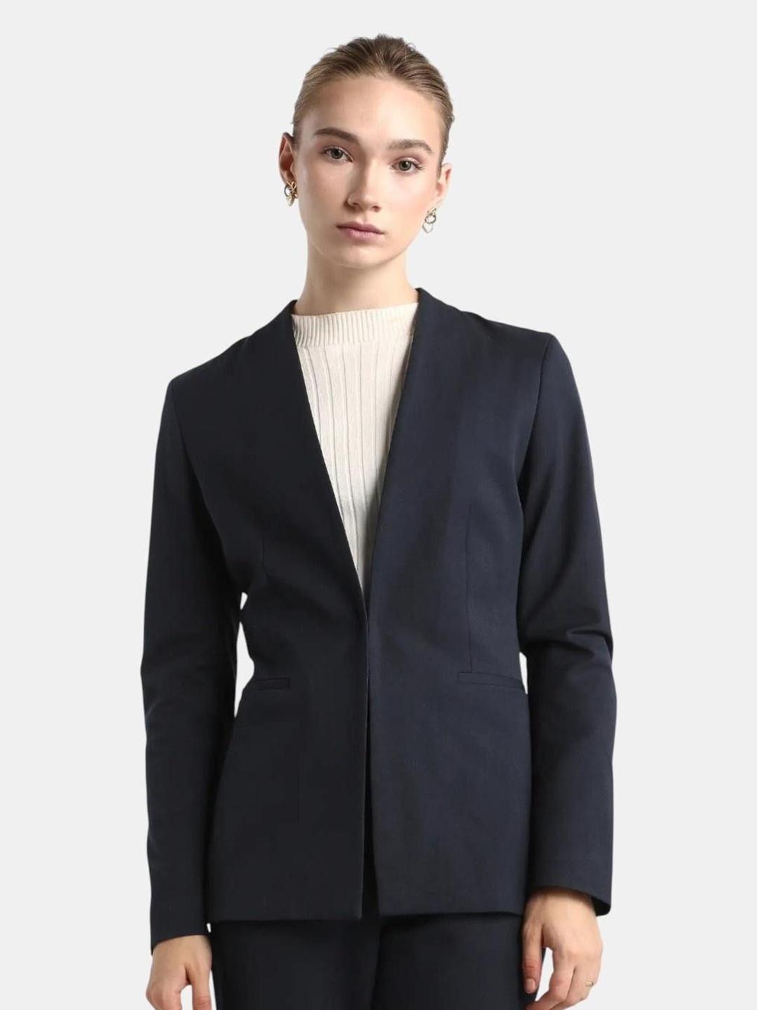 Buy RAREISM Shawl Collar Structured Shoulder Open Front Blazer ...
