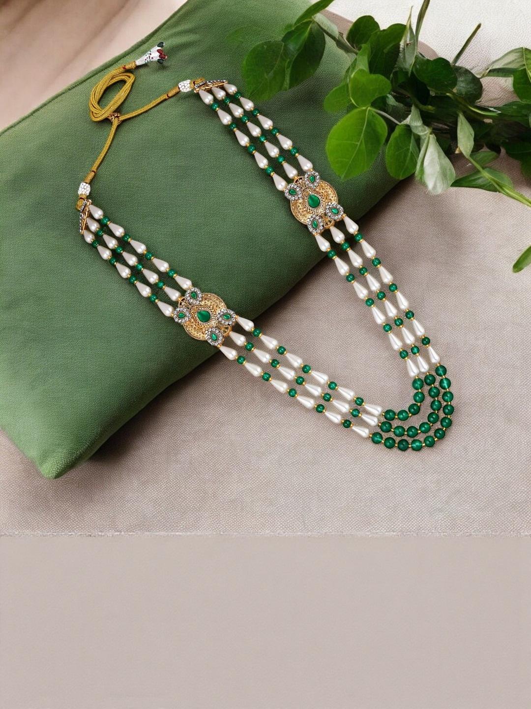 Buy Mahi Gold Plated Artificial Stones Studded & Beaded Statement ...