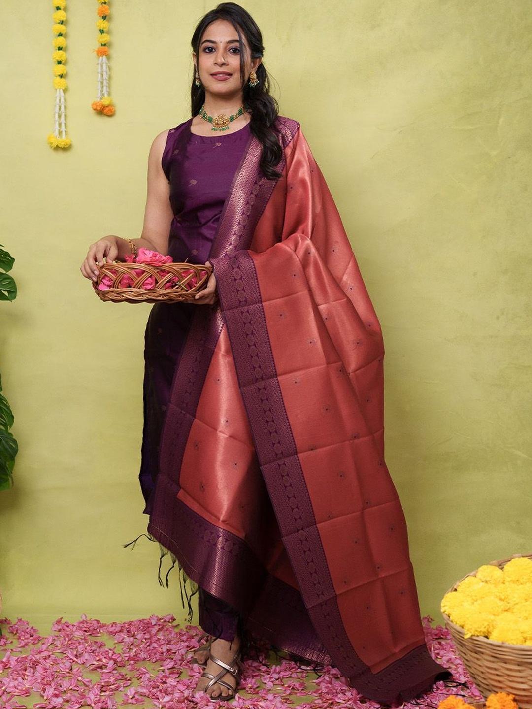 Buy Vastara The Label Women Self Design Vegan Silk Kurta With Trousers ...