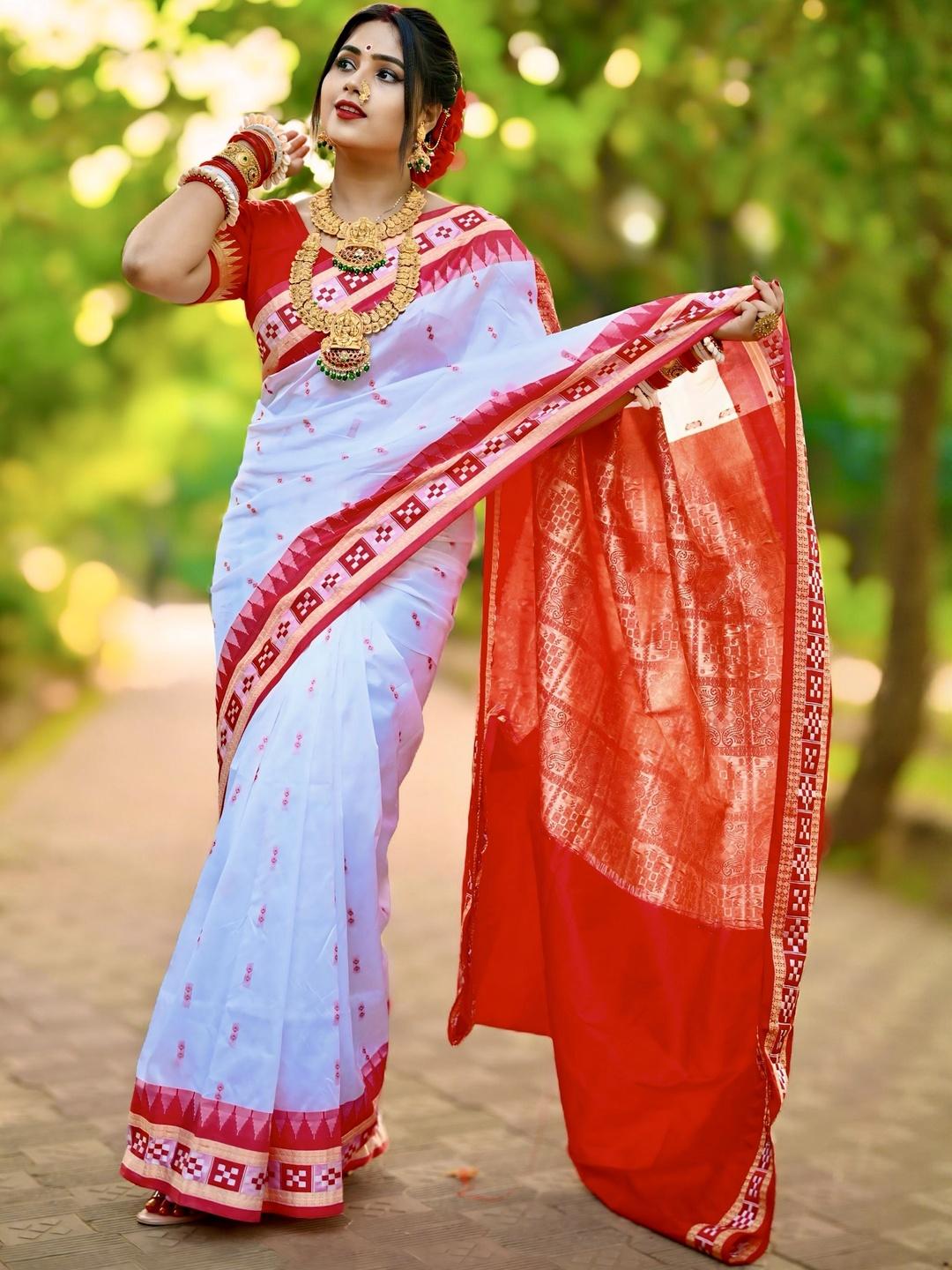Buy ETHNIC ODISHA HANDLOOM Ethnic Motifs Woven Design Zari Sambalpuri ...