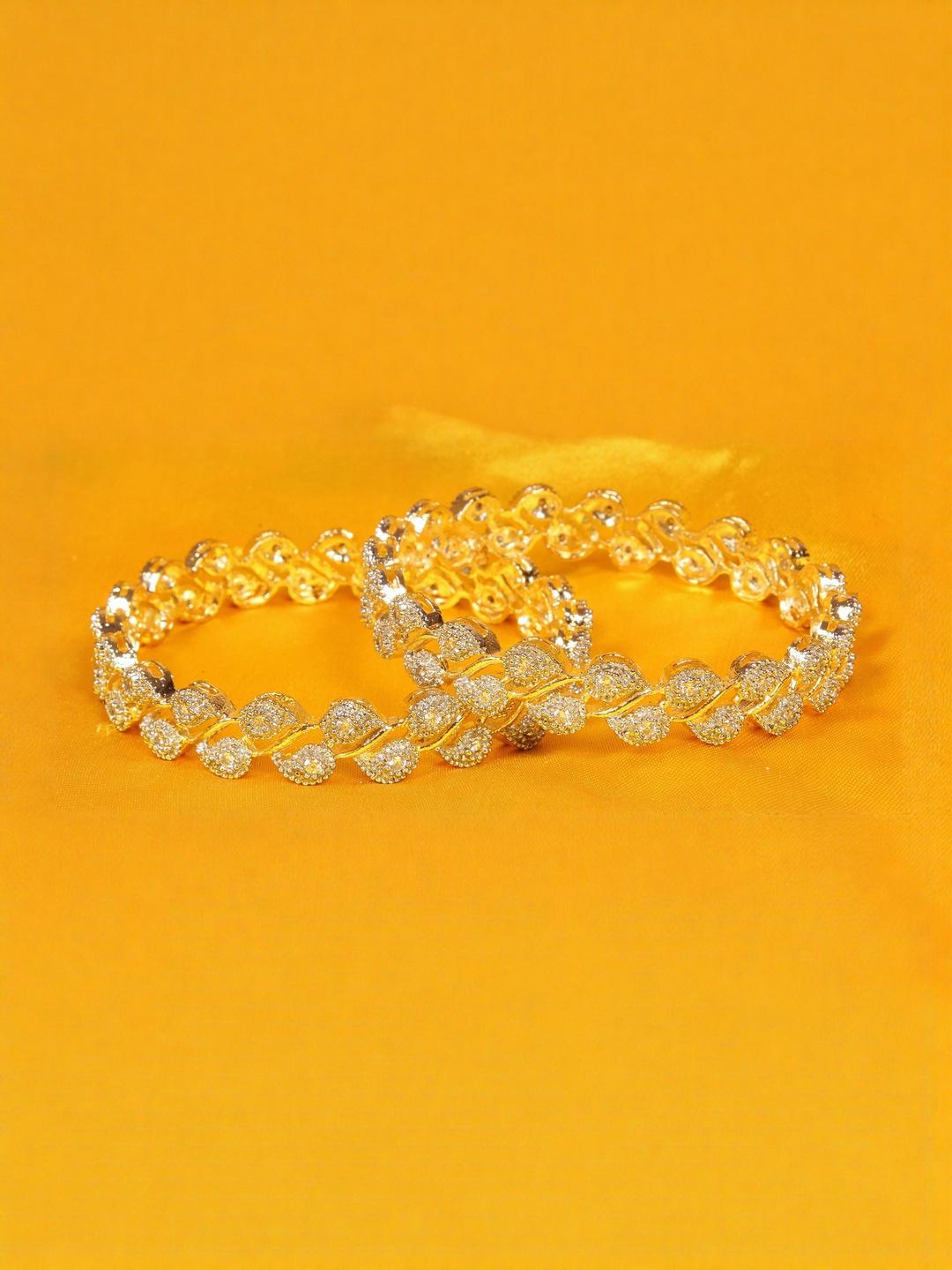 Buy Shiv Jewels Set Of 2 Cubic Zirconia Stones Studded Bangles - Bangle ...