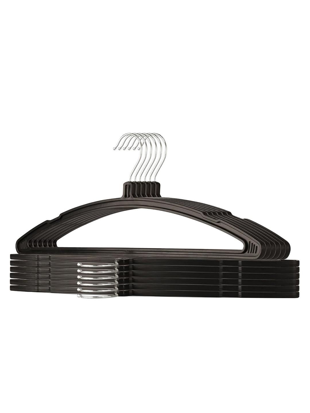 Buy Kuber Industries Pack Of 12 Black Solid Plastic Hangers - Hanger ...
