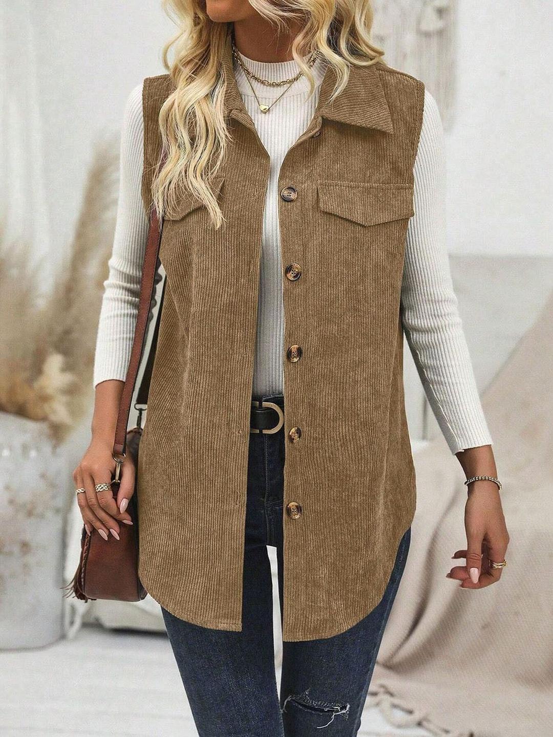 Buy StyleCast X Revolte Women Single Breasted Spread Collar Sleeveless ...