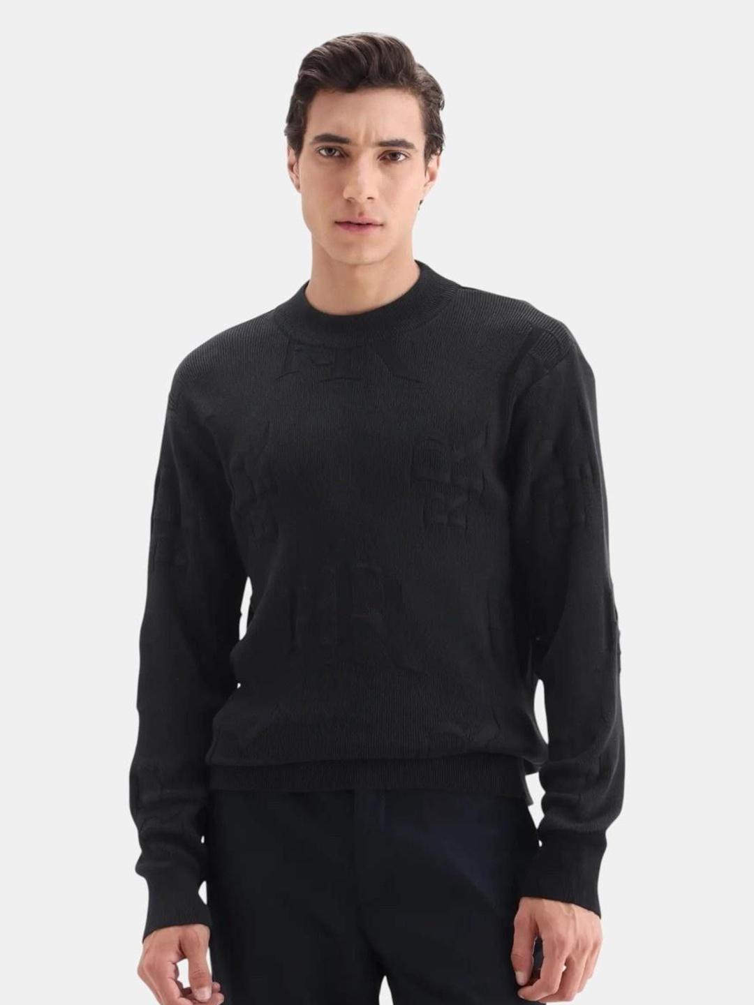 Buy RARE RABBIT Self Design Round Neck Long Sleeves Acrylic Pullover ...