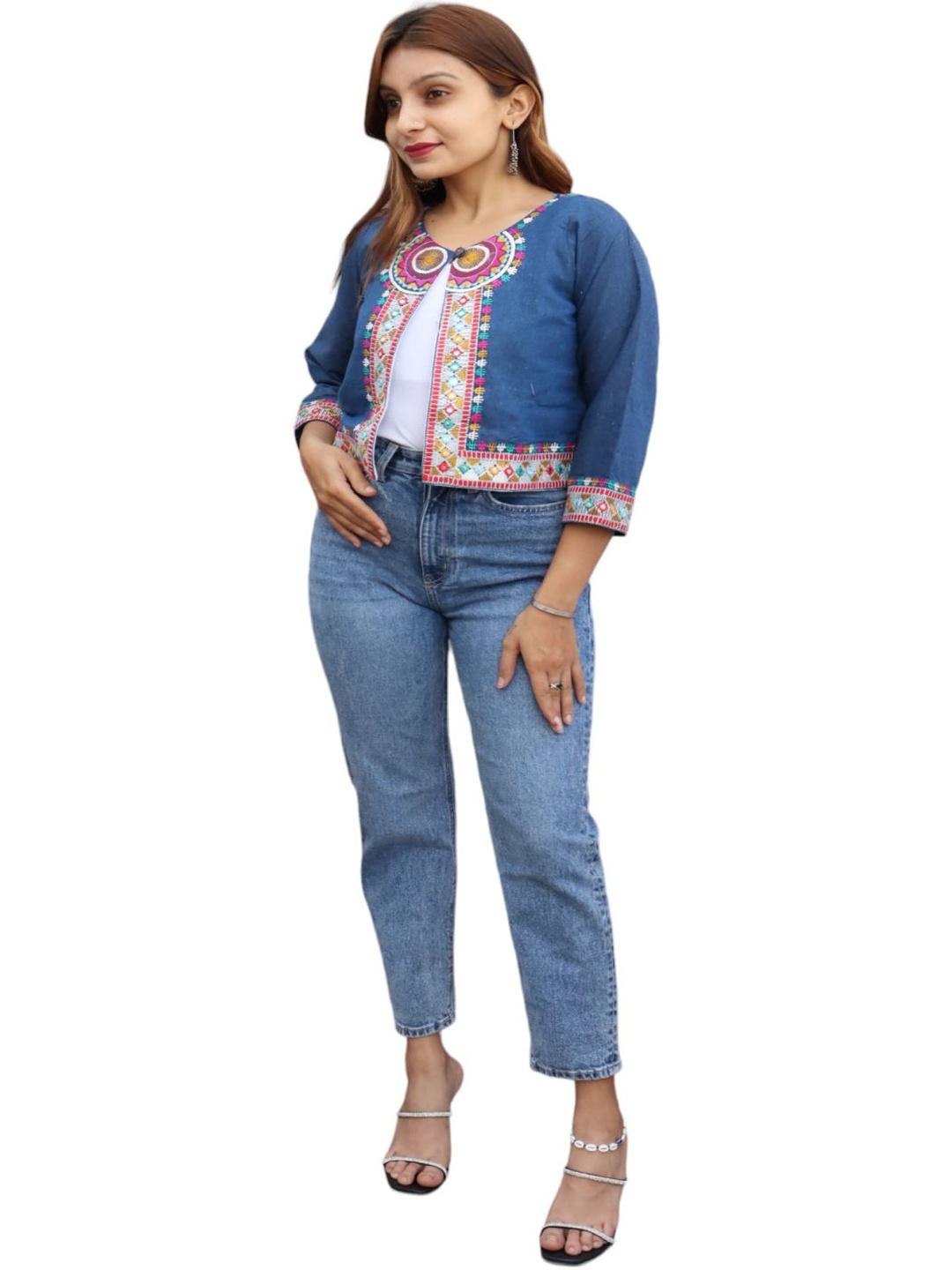 Buy TAVAN Floral Embroidered Cotton Tailored Jacket - Jackets for Women ...