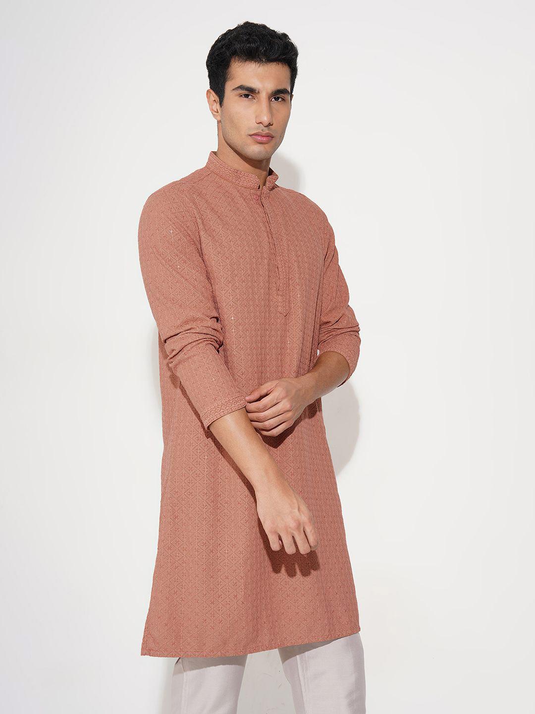 Buy Indus Route By Pantaloons Ethnic Motifs Printed Mandarin Collar ...