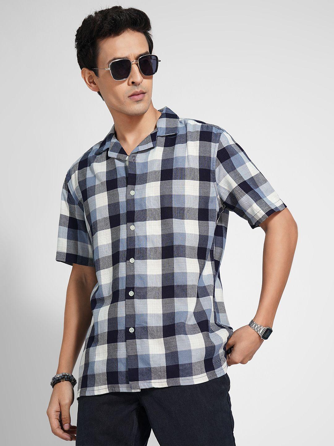 Buy SF JEANS By Pantaloons Men Buffalo Checked Cuban Collar Pure Cotton ...