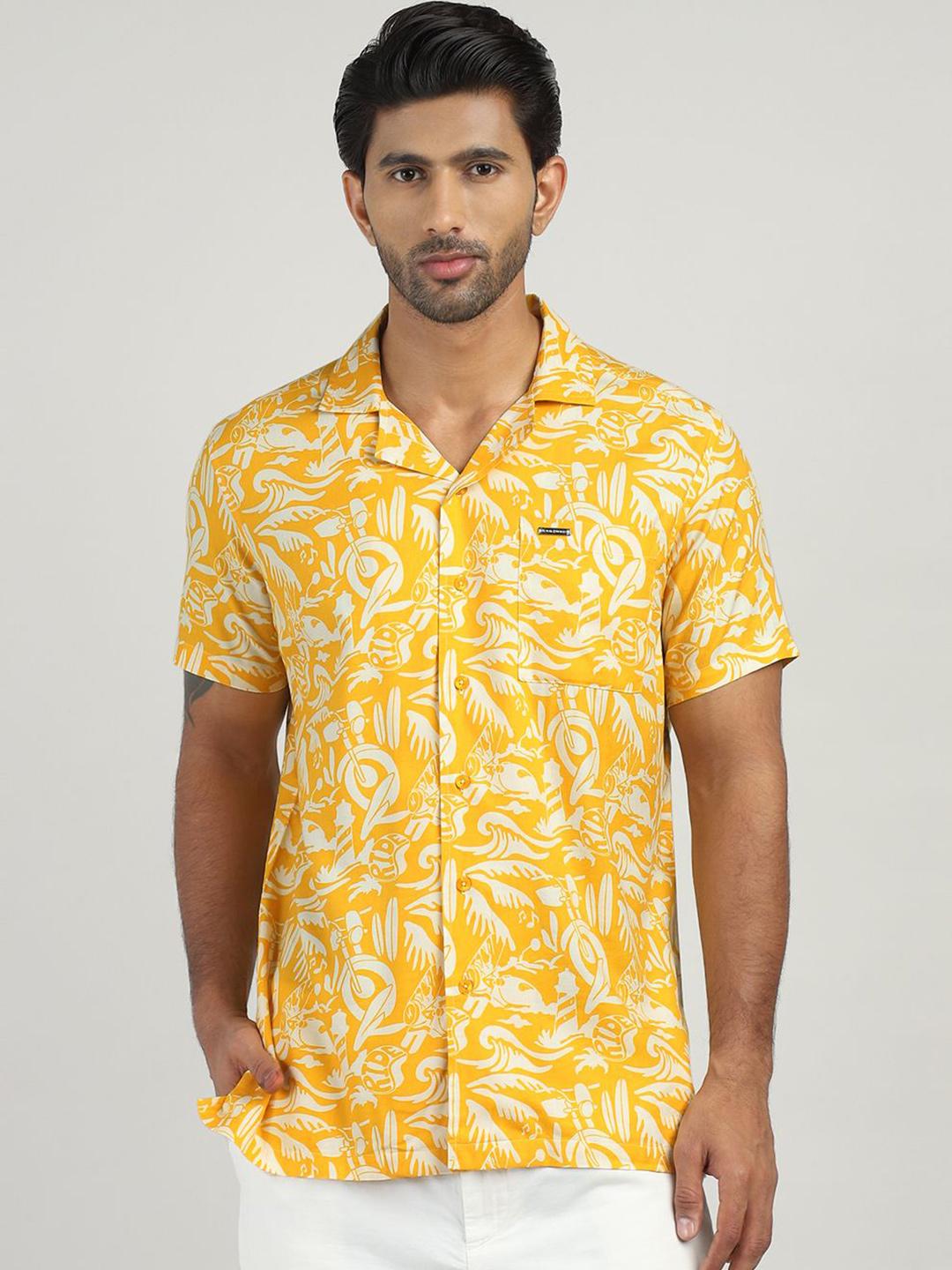 Buy Royal Enfield Men Floral Printed Cuban Collar Casual Shirt - Shirts ...