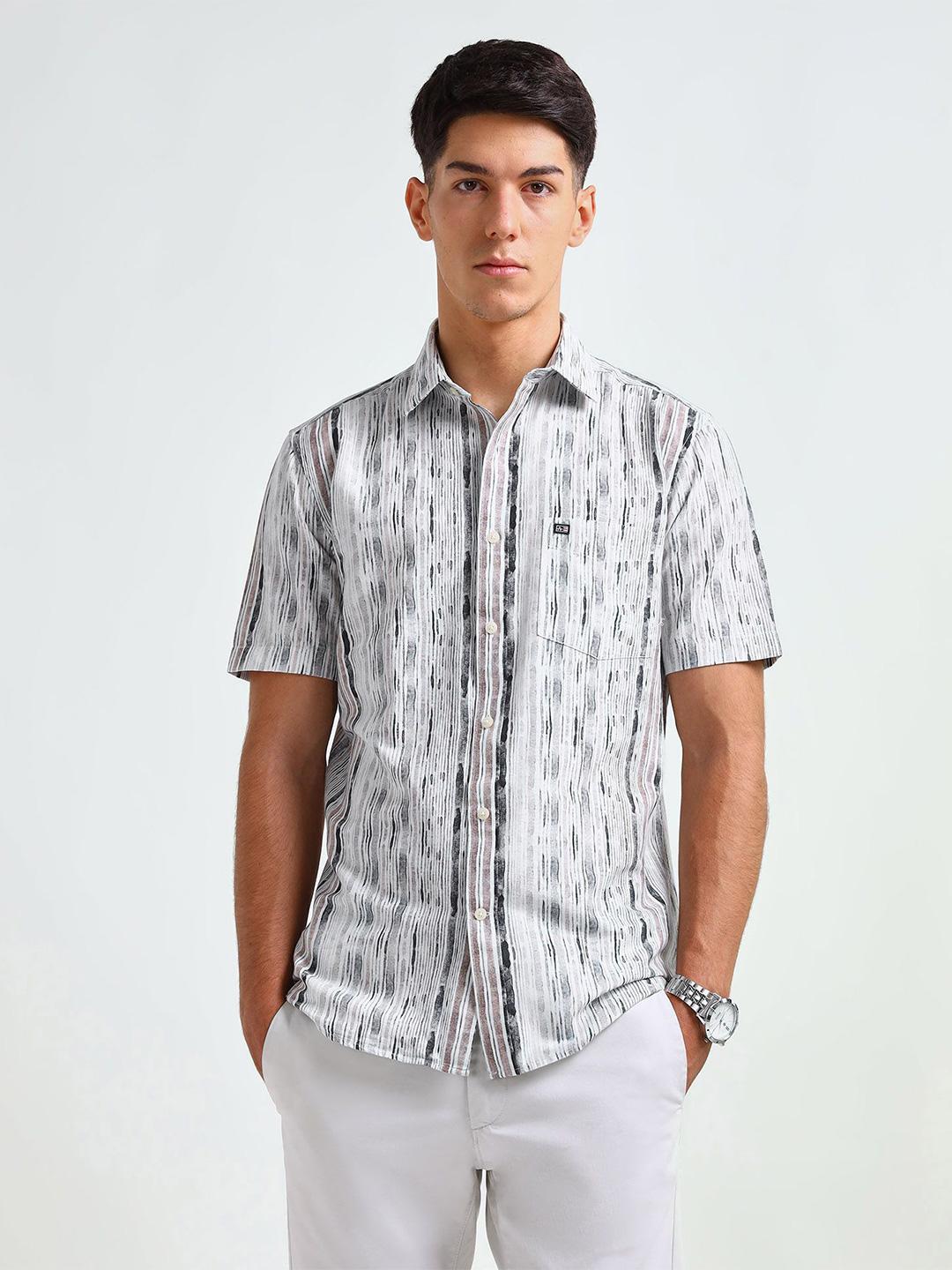 Buy Arrow Sport Men Vertical Striped Spread Collar Pure Cotton Regular ...