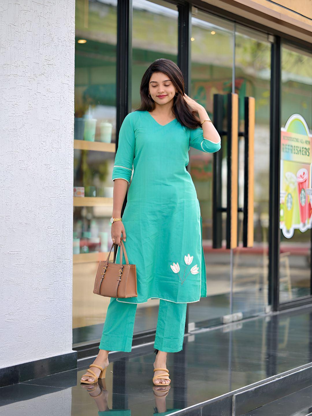 Buy Vastara The Label Women Floral Embroidered Regular Kurta With ...