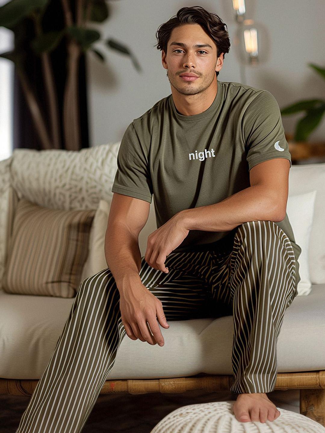 Buy Trendyol Men Round Neck Night Suit - Night Suits for Men 36702416 ...