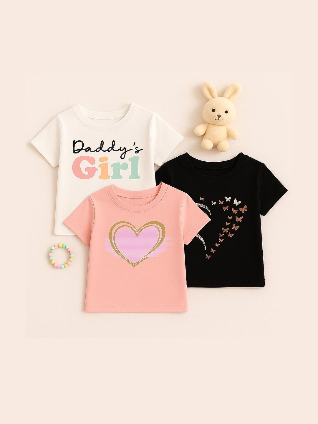 Buy Luke & Lilly Girls Pack Of 3 Printed T Shirts - Tshirts for Girls ...