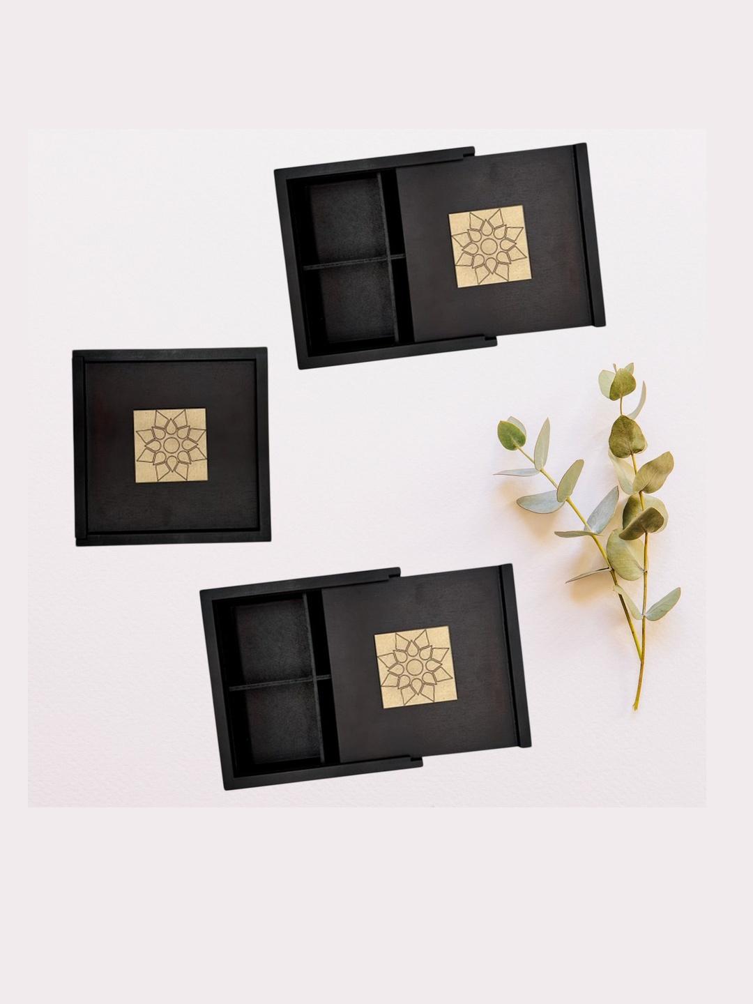 Buy Angira Handicrafts Brown Set Of 3 Wooden Dry Fruit Boxes - Boxes ...