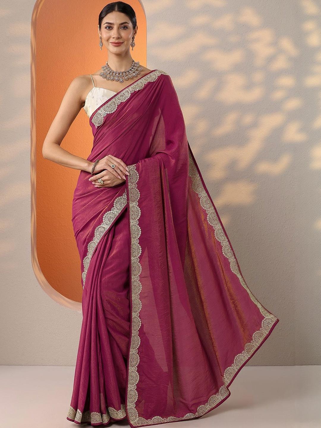 Buy Libas Embellished Border Organza Saree With Blouse Piece - Sarees ...