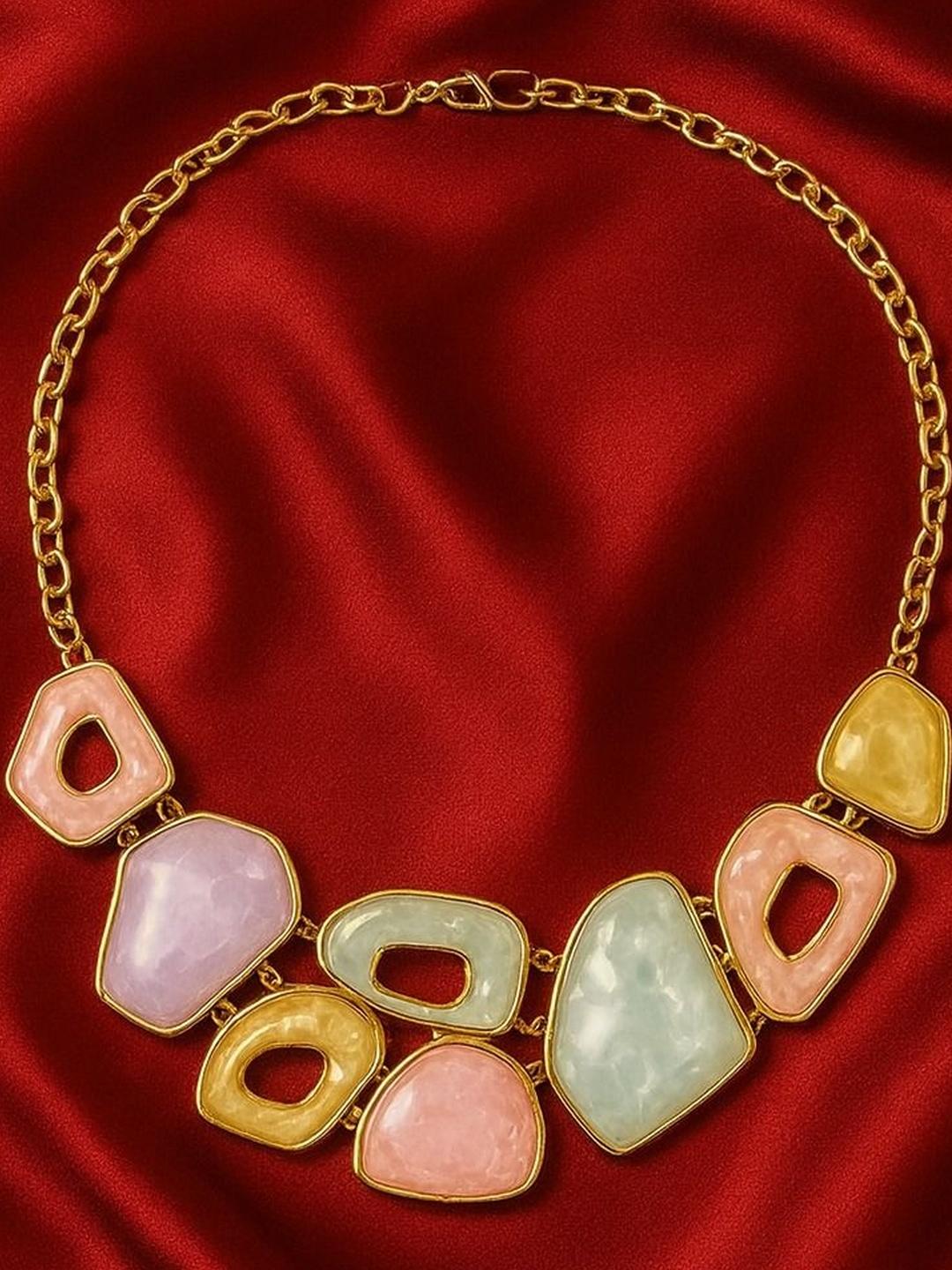 Buy Nui Gold Plated Enamelled Korean Statement Necklace & Chains ...