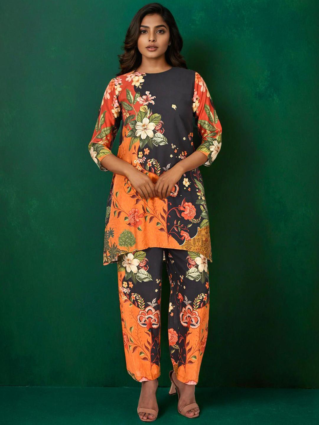 Buy Dora Dori Floral Printed Tunic With Trouser - Co Ords for Women ...