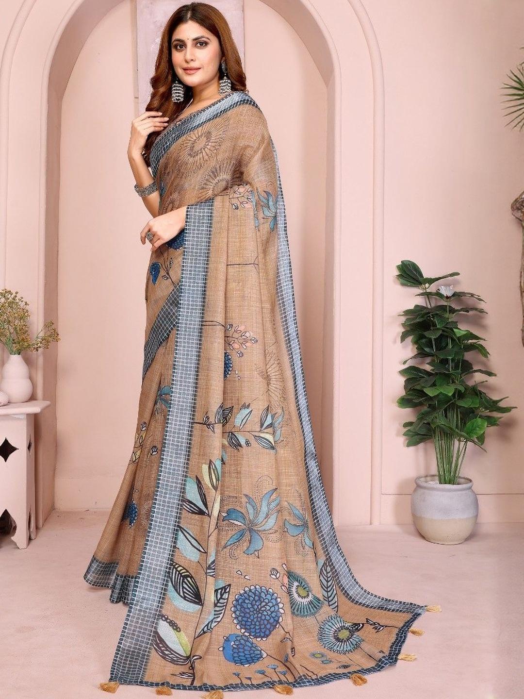 Buy GOHILL ENTERPRISE Floral Printed Saree With Blouse Piece - Sarees ...