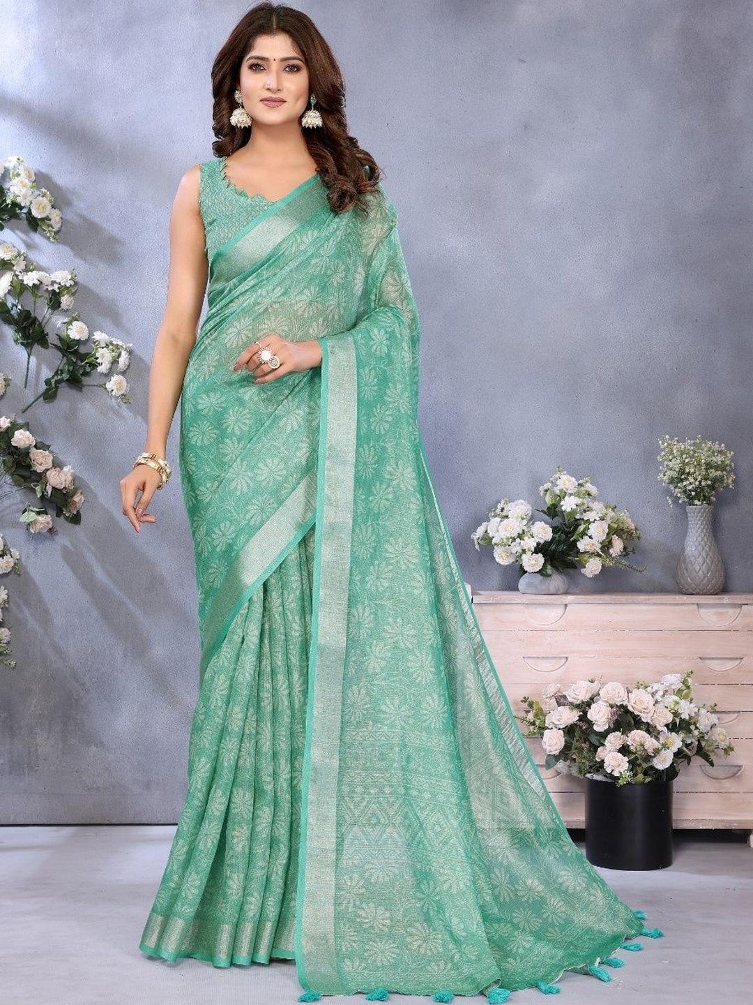Buy GOHILL ENTERPRISE Floral Woven Design Saree - Sarees for Women ...