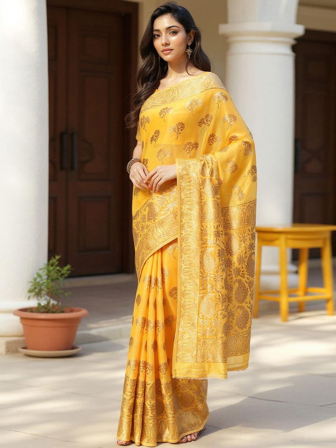 Buy Anouk Rustic Ethnic Motifs Woven Design Zari Banarasi Saree ...