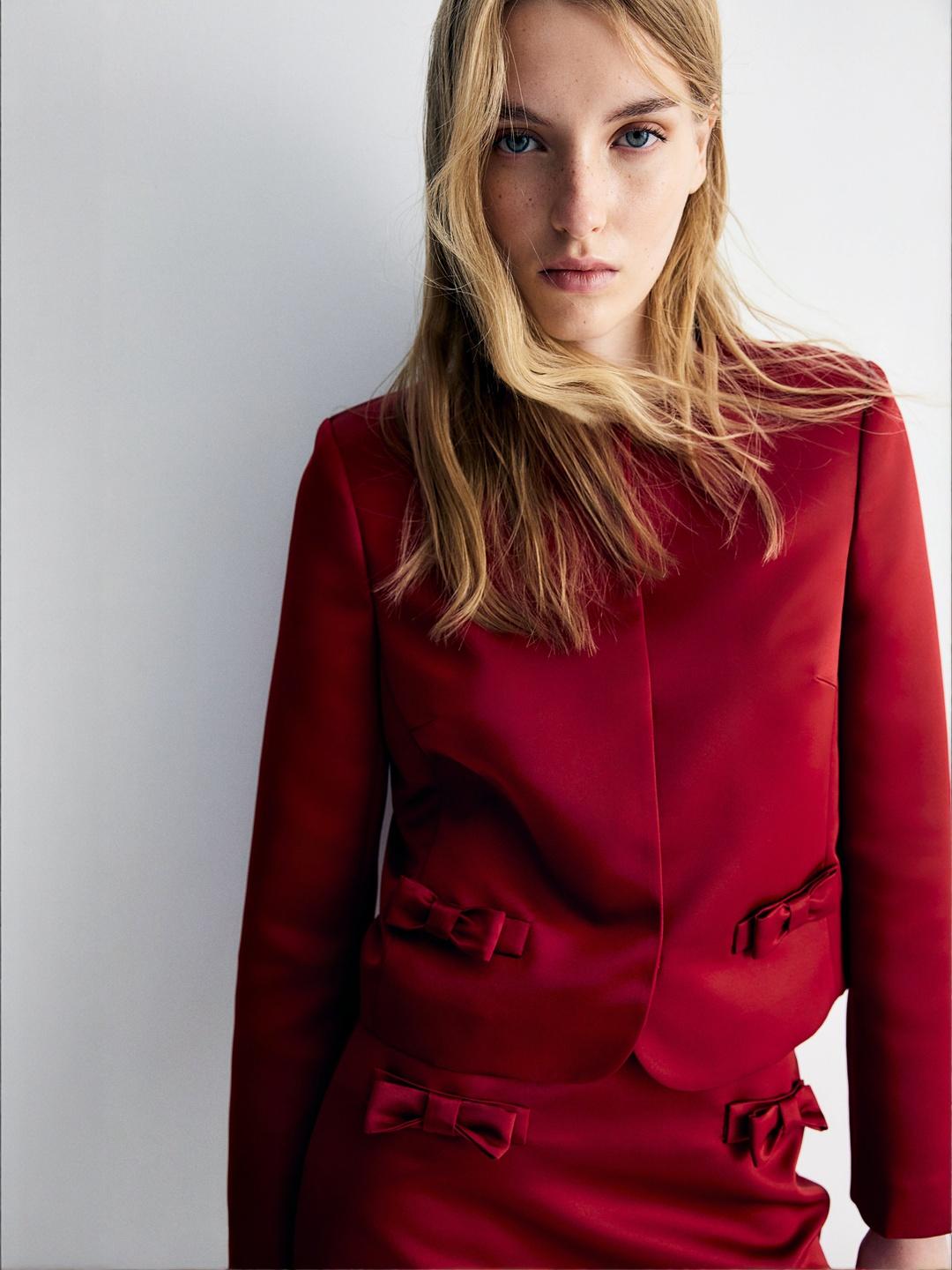 Buy H&M Bow Detail Satin Blazer - Blazers for Women 31437744 | Myntra