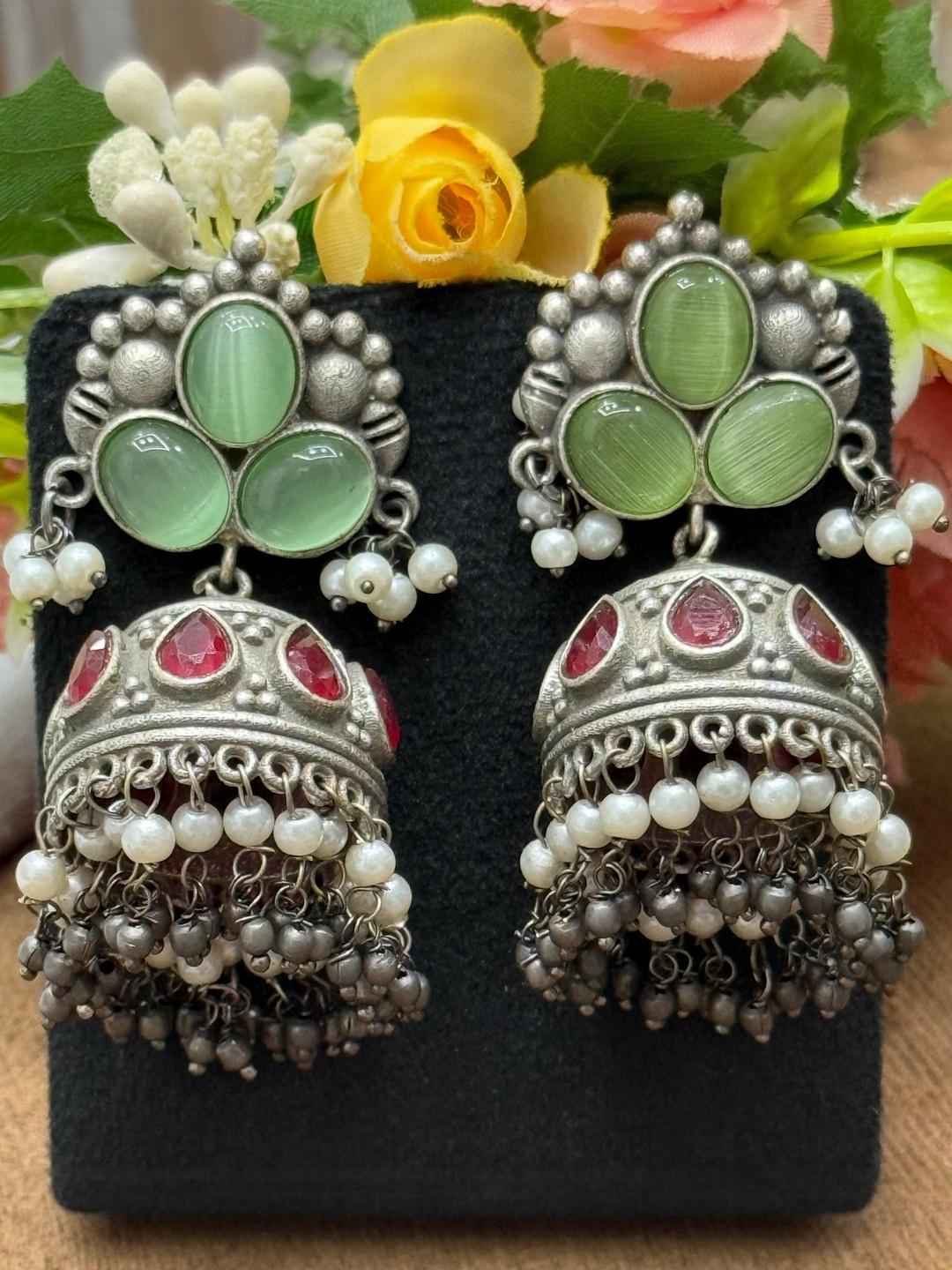 Buy VANSHIKA JEWELS Brass Plated Dome Shaped Stoned Studded Oxidised ...