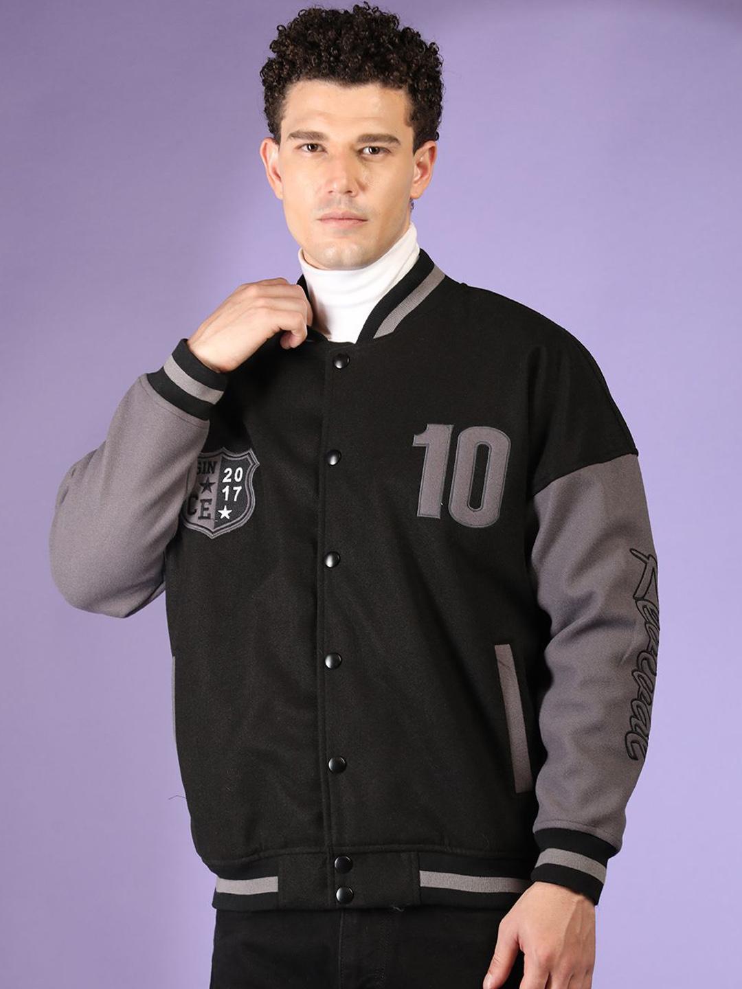 Buy Mast & Harbour Men Mock Collar Colourblocked Lightweight Varsity ...