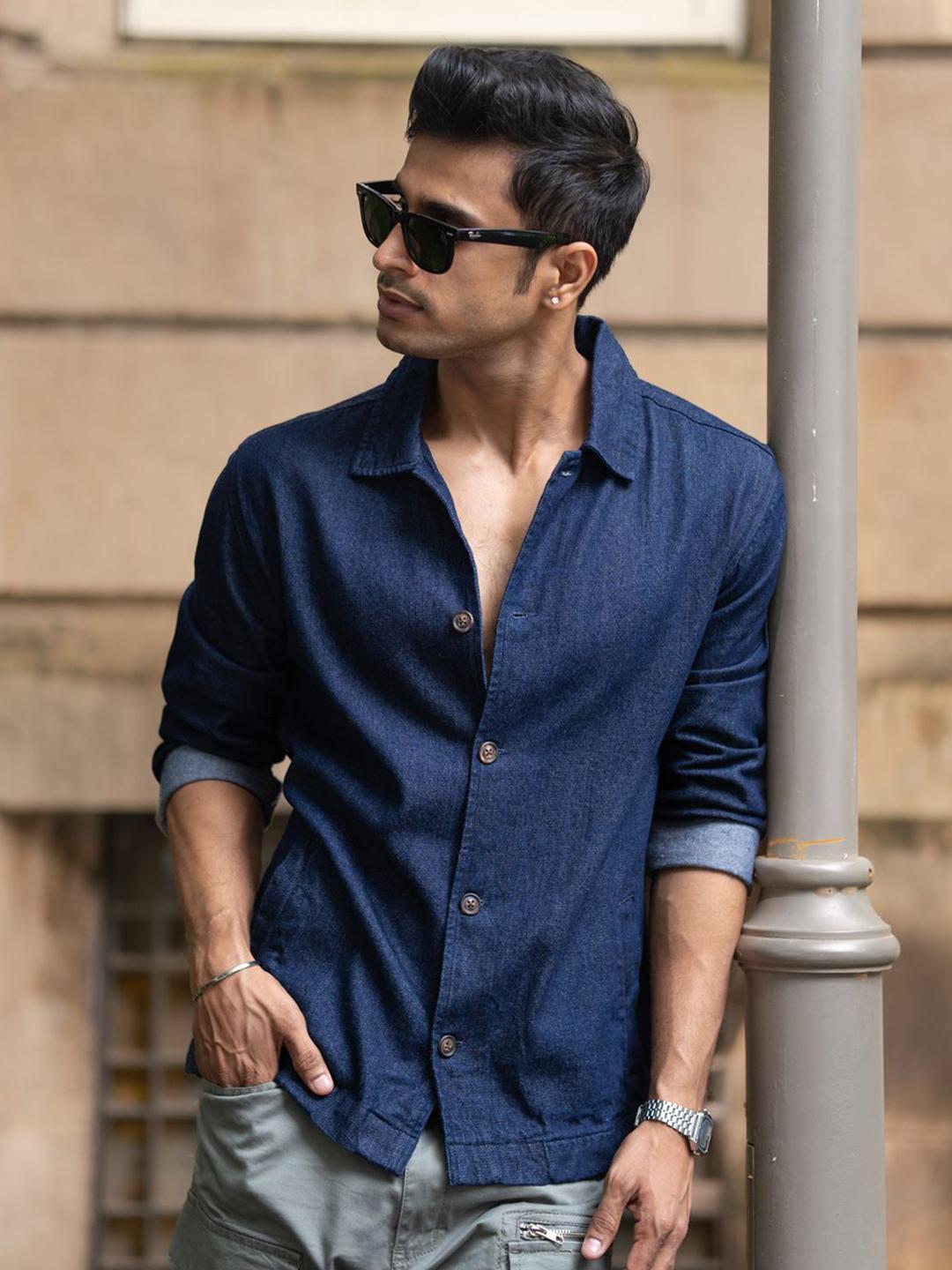 Buy Powerlook Men Solid Spread Collar Pure Cotton Casual Shirt - Shirts ...