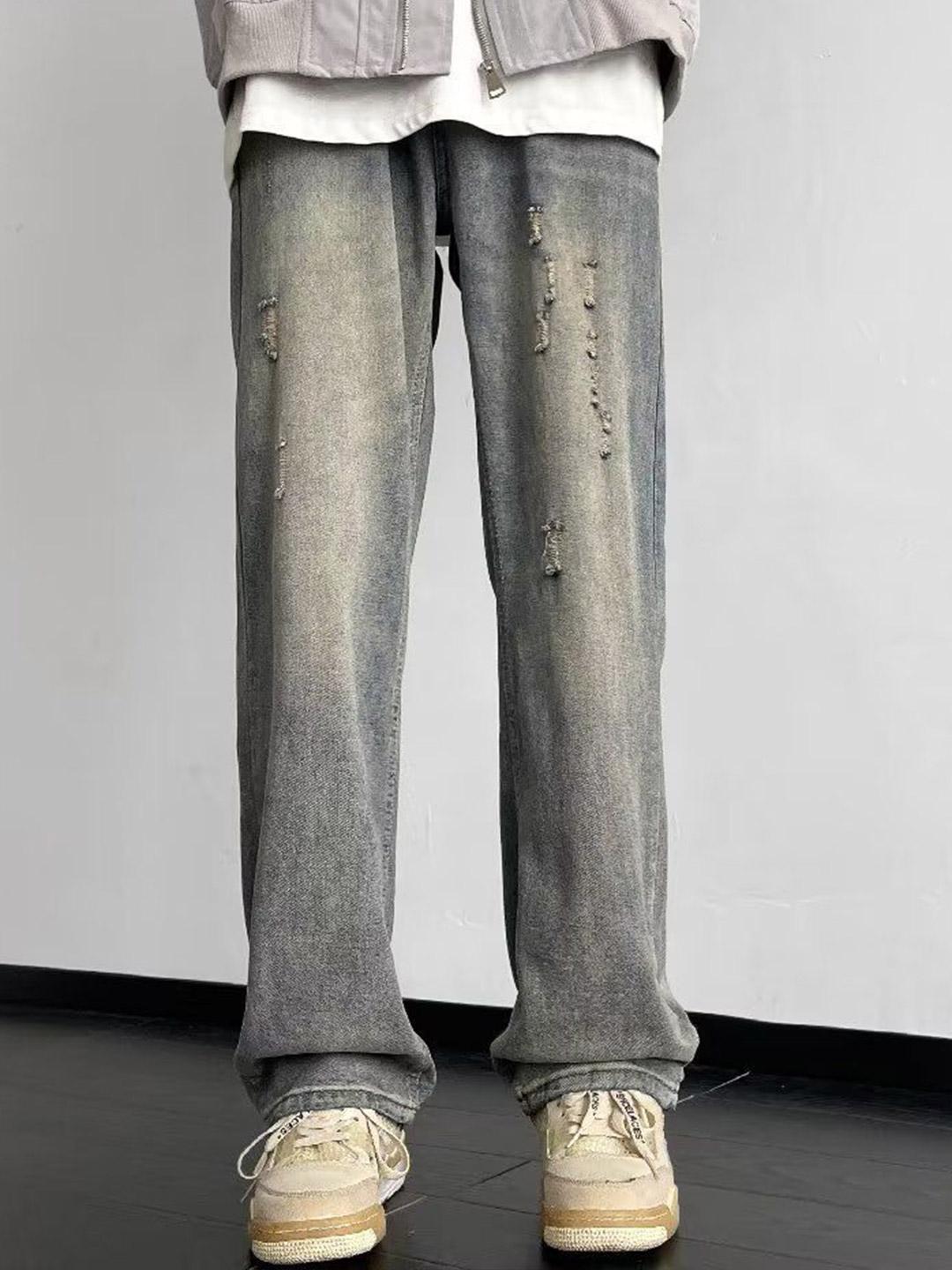 Buy StyleCast X Revolte Men Straight Fit Mid Rise Low Distress Light ...