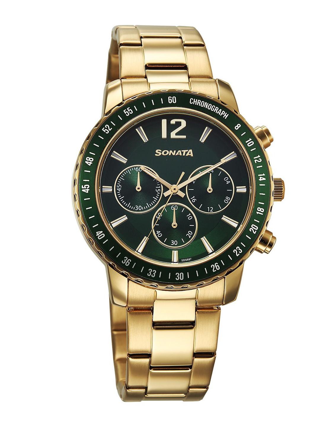 Buy Sonata Men Chronos Quartz Green Round Dial Watch 77188KM03 ...
