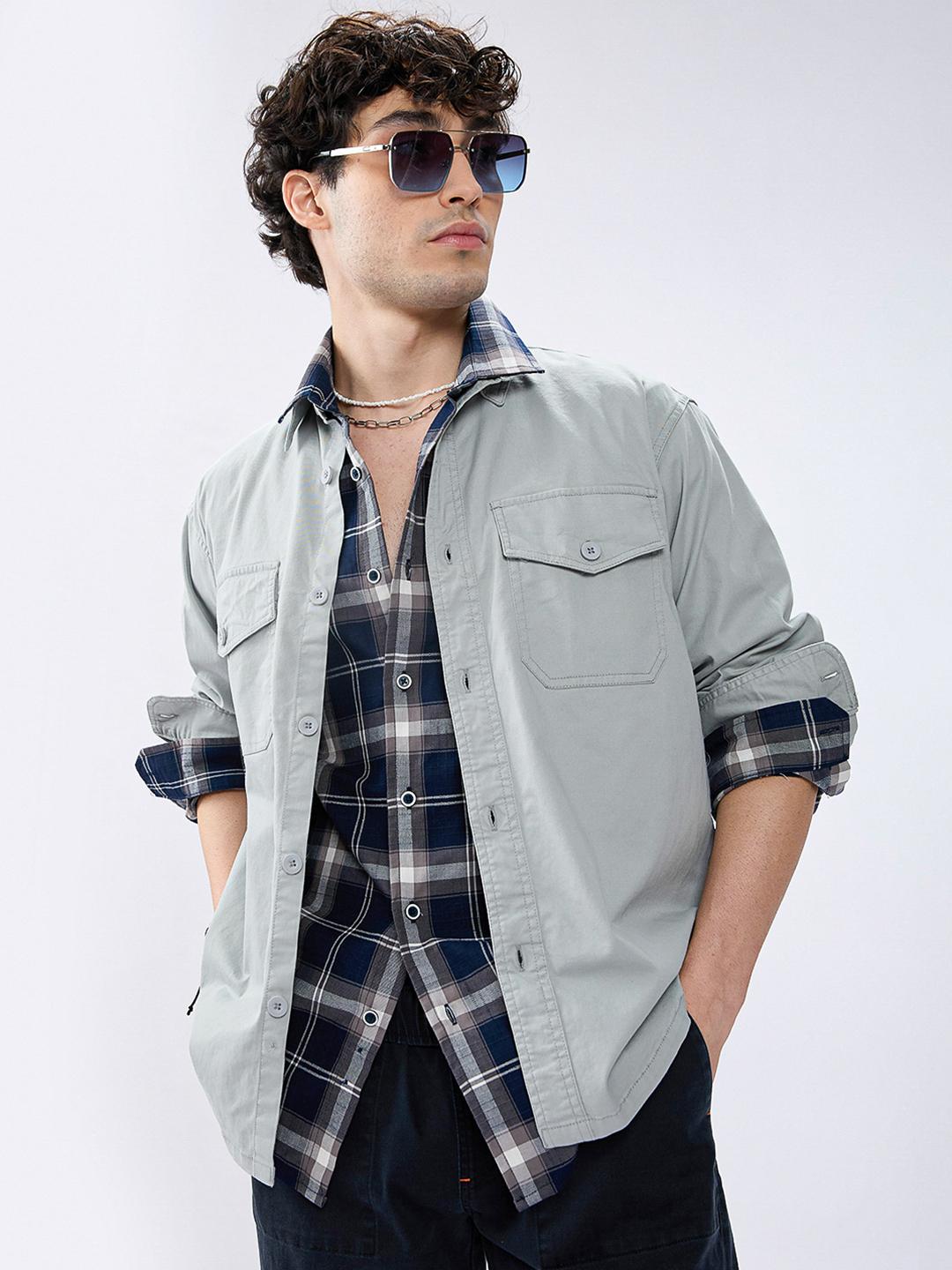 Buy VASTRADO Men Solid Super Soft Double Pocket Cotton Overshirt ...