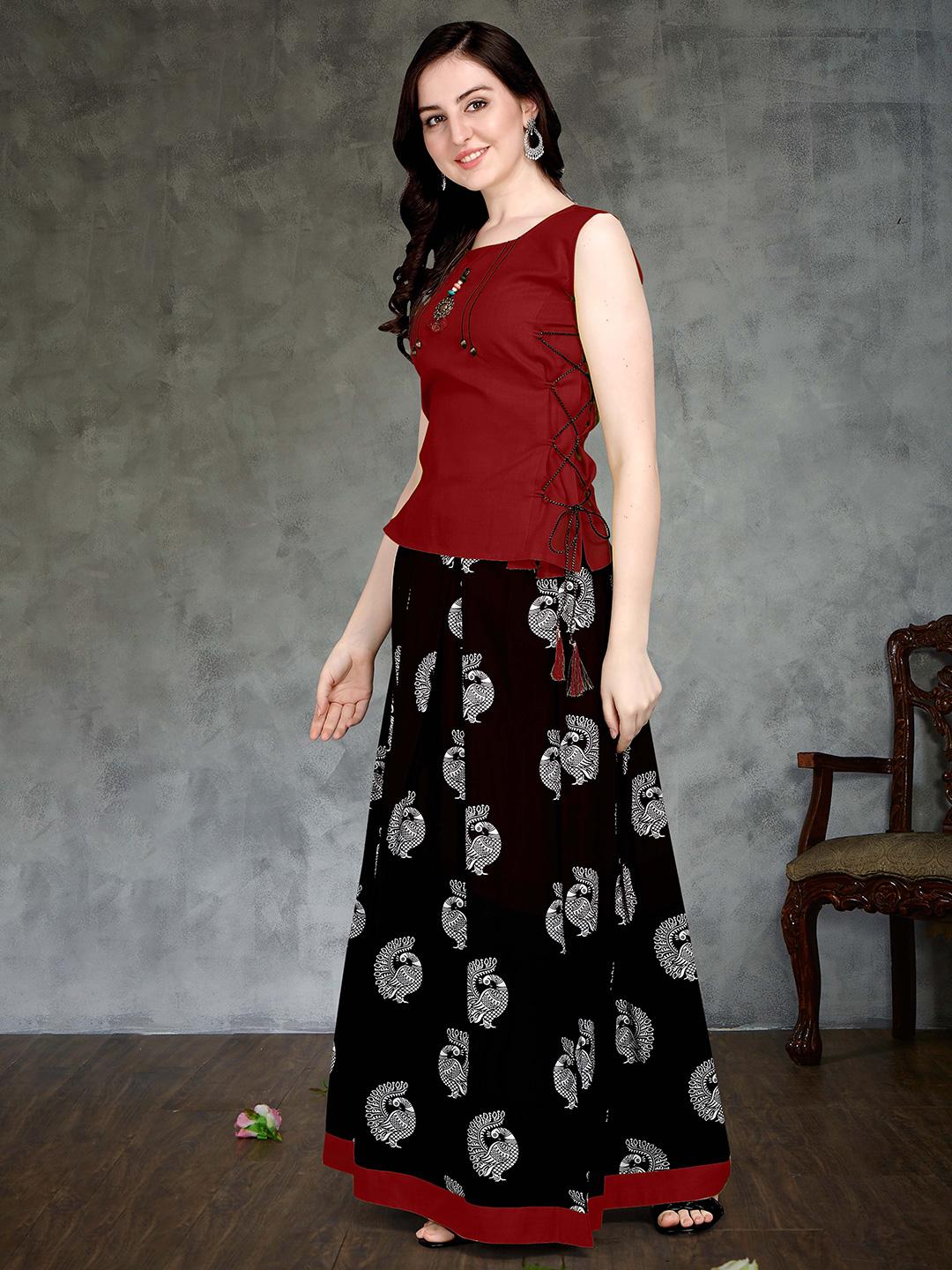 Buy Milastru Women Ethnic Motifs Printed Top With Skirt - Co Ords for ...