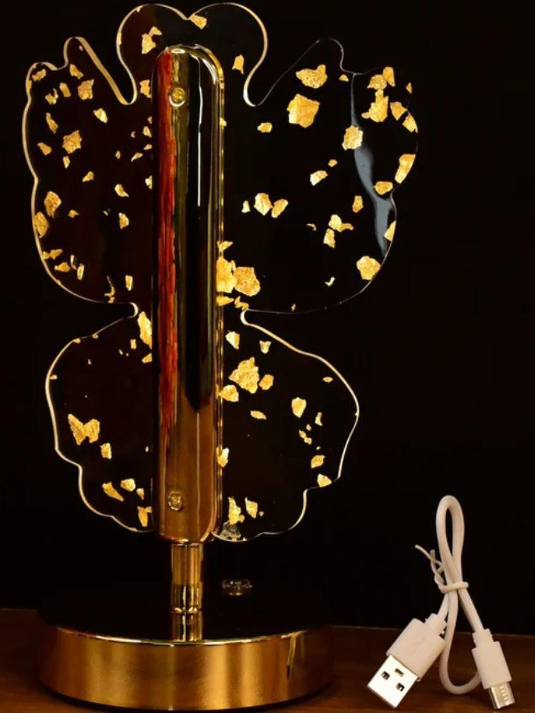 Buy DeoDap Gold Toned Printed Metal Table Lamp - Table Lamps for Unisex ...