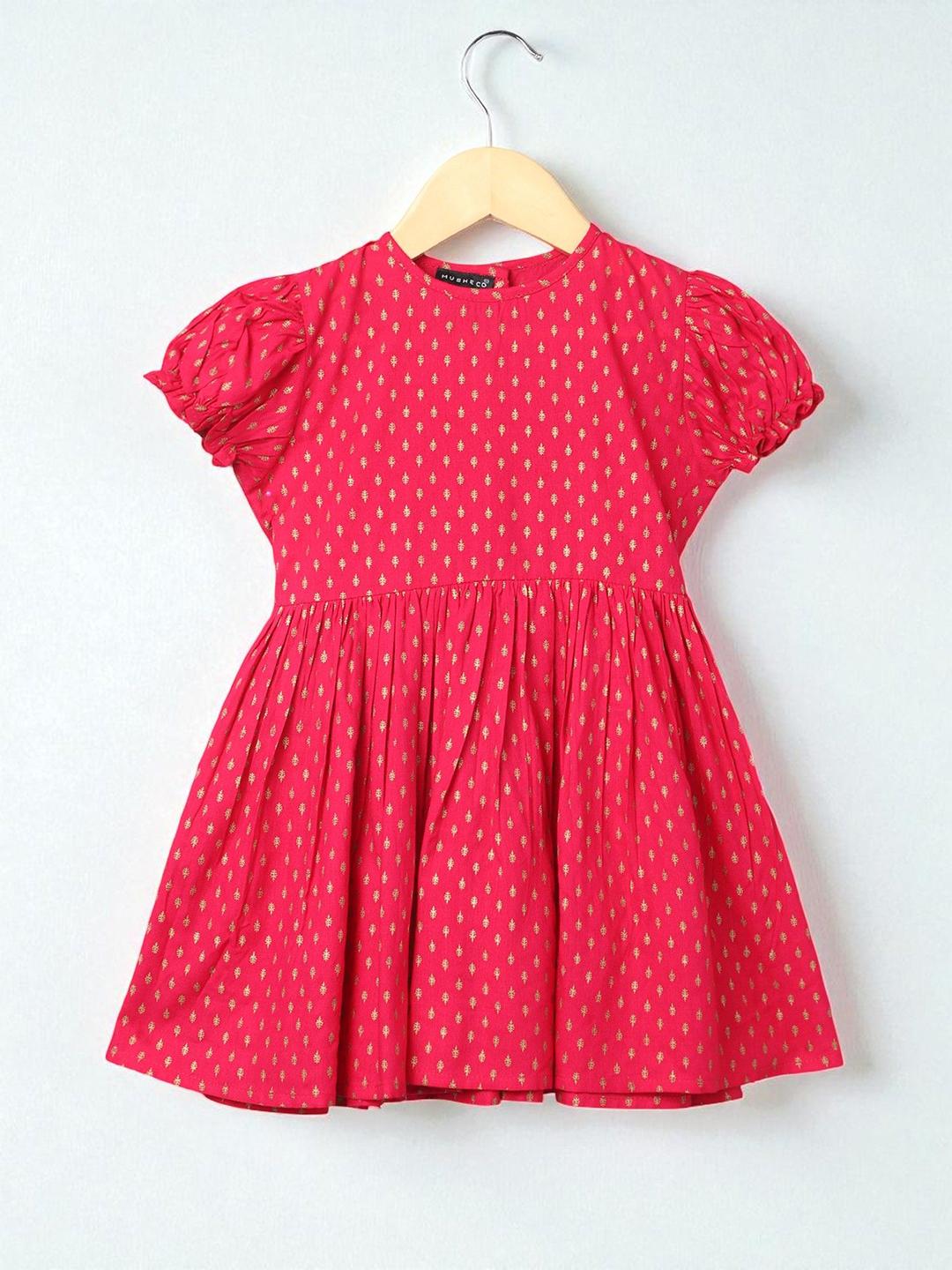 Buy Tito Patito Girls Ethnic Motifs Printed Puff Sleeve Fit & Flare ...