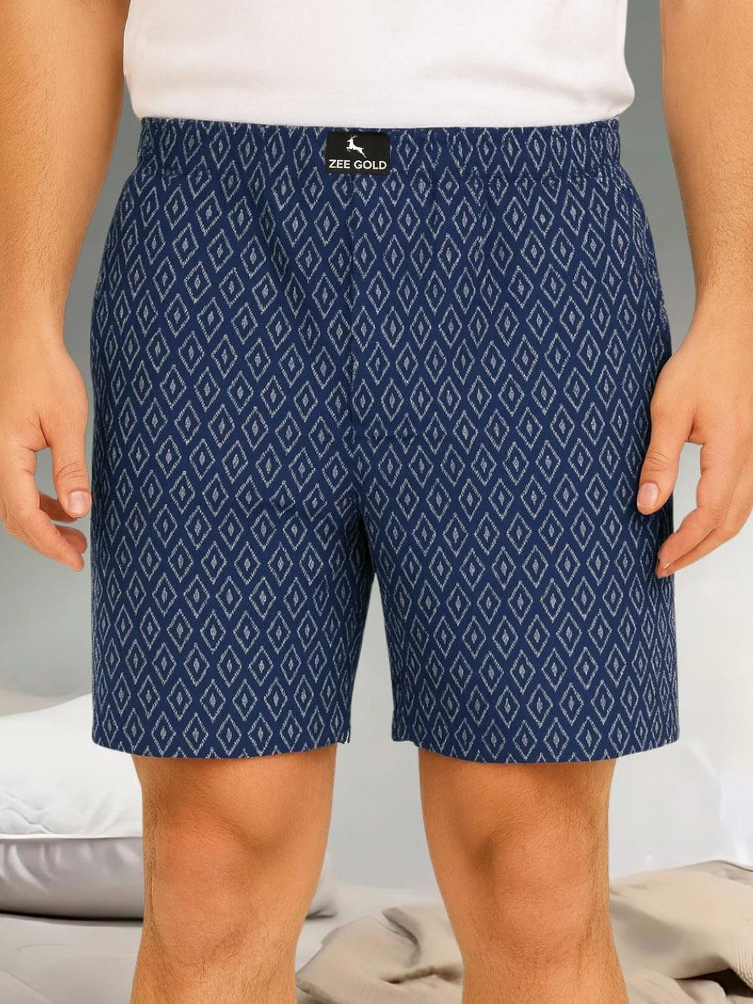 Buy Zee Gold Men Printed Relaxed Fit Mid Rise Breathable Cotton Boxer ...