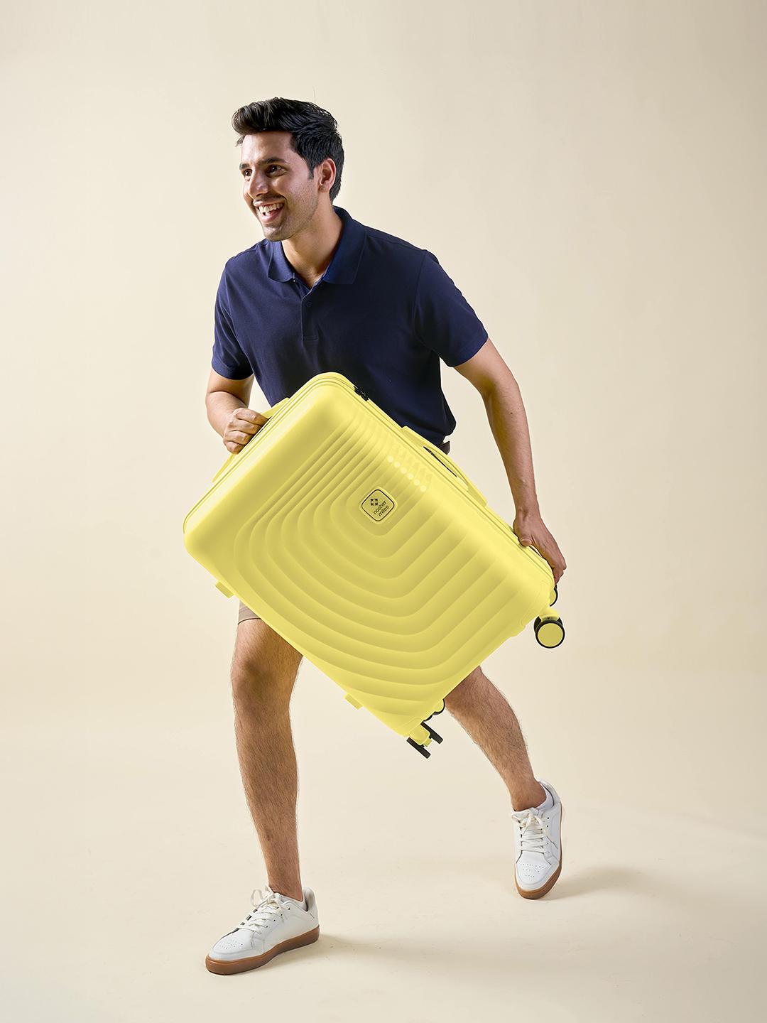 Buy Nasher Miles Boston Polypropylene Medium Yellow Trolley Bag 24 Inch ...