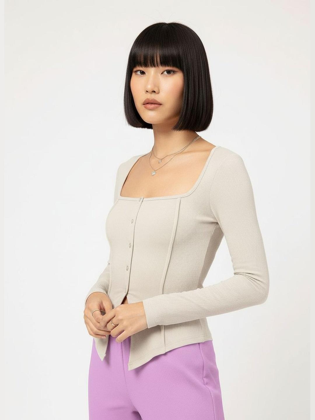 Buy DressBerry Dip Angled Ribbed Fitted Top - Tops for Women 30533995 ...