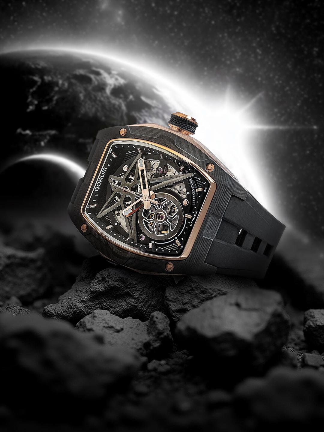 Buy QORUM INDIA Equinox Black Dial Men Automatic Skeleton Watch ...